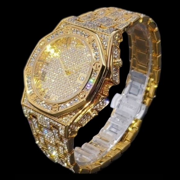Accessories | Iced Out Mens Luxury Quartz Waterproof Goldplated Cz Hip ...